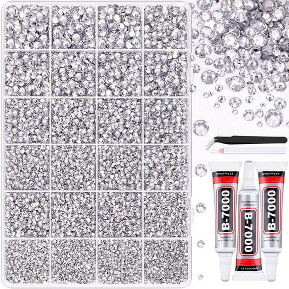 32000Pcs Black Rhinestones for Bedazzling, Flatback Resin Gems Crystal ...