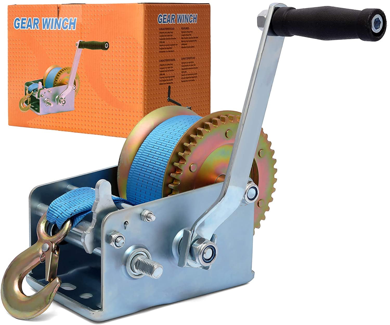 Favorite-Trade 3200lbs ATV Boat Winch Strap with Hook - Heavy Duty Hand ...