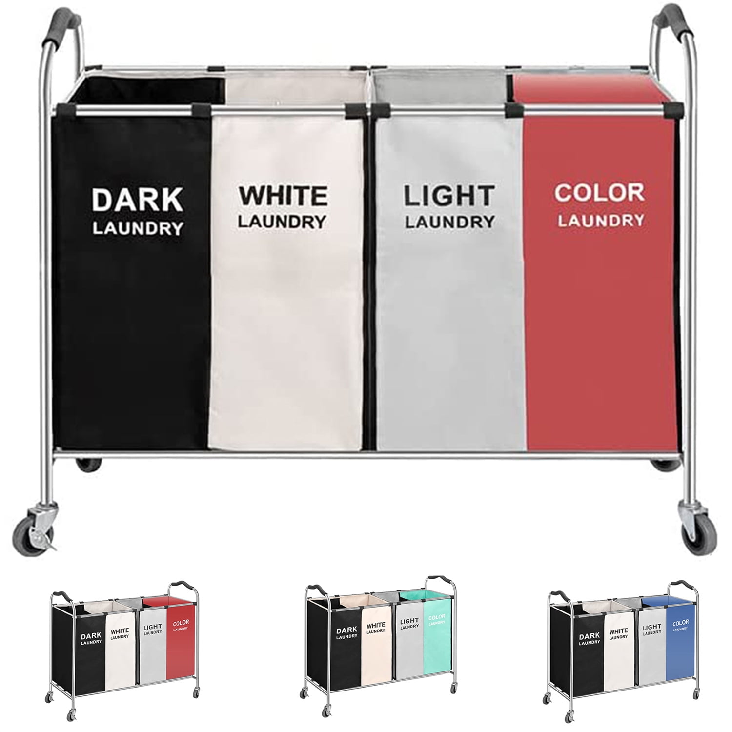 320L Divider Separator Laundry Basket Sorter 4 Sections for Clothes ...