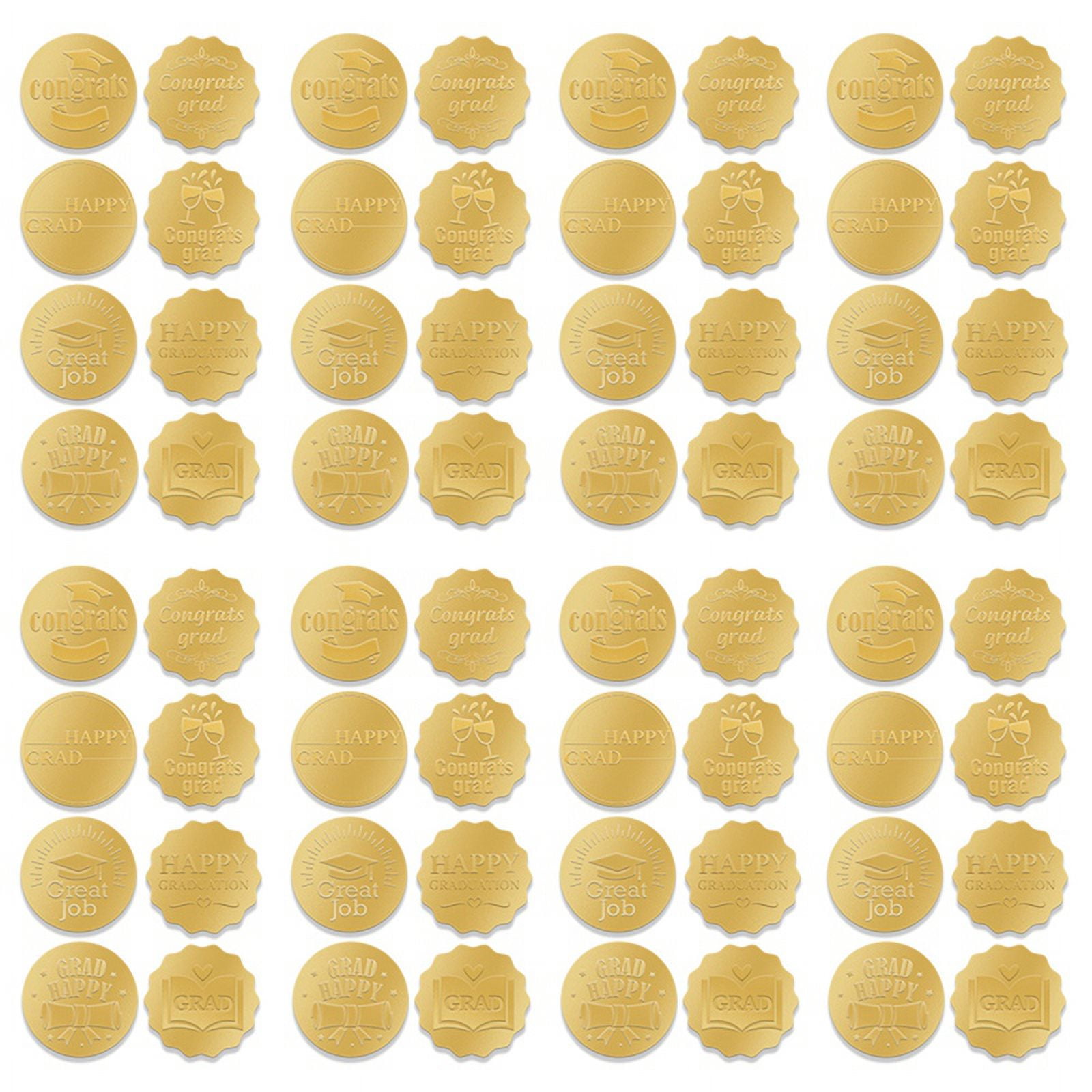 320PCS Graduation Stickers Gold Coin Stickers Gold Embossed Graduation ...