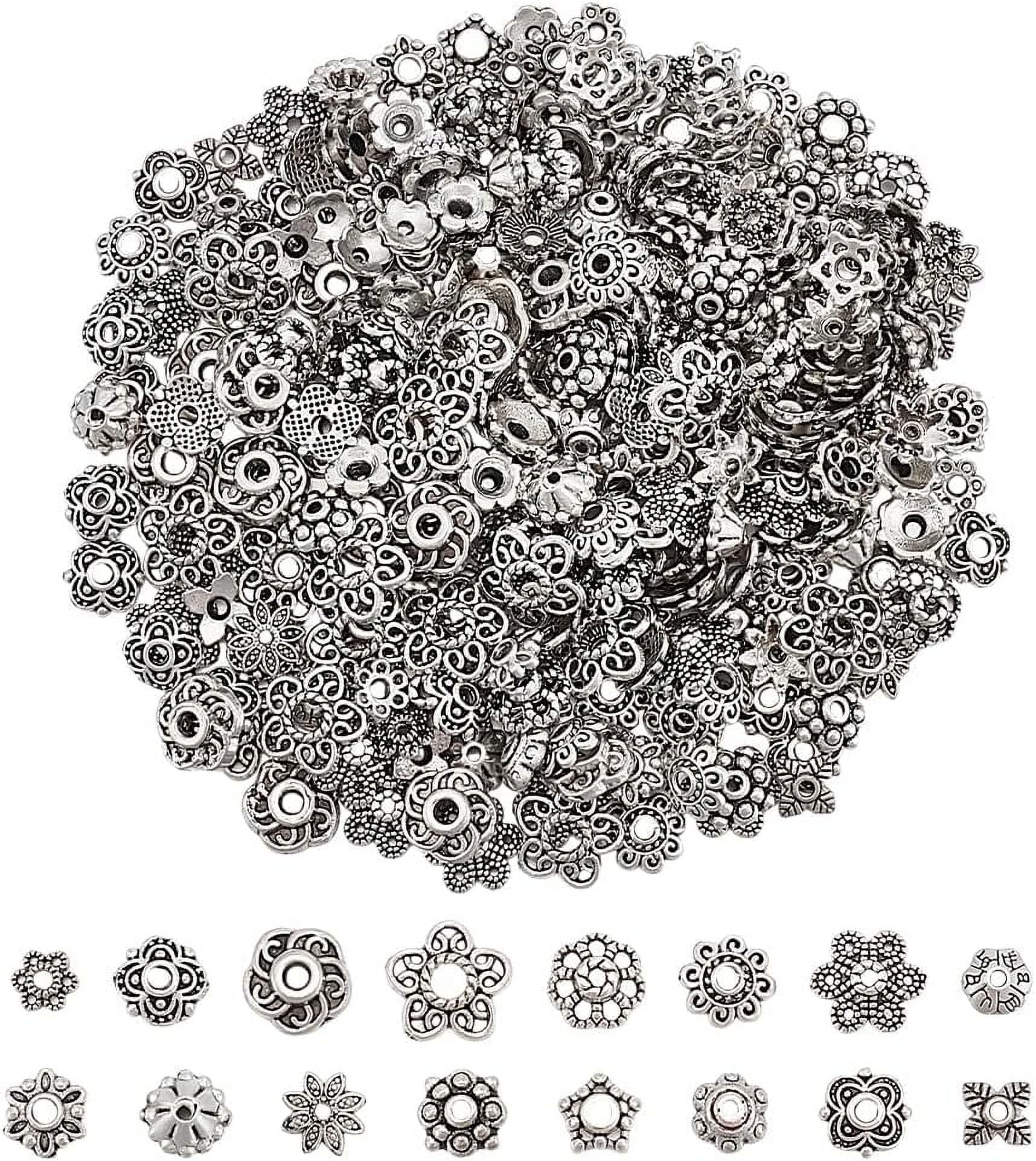 320Pcs 16 Styles Tibetan Style Alloy Bead Caps Silver 6-10.7x1.5-3mm ...