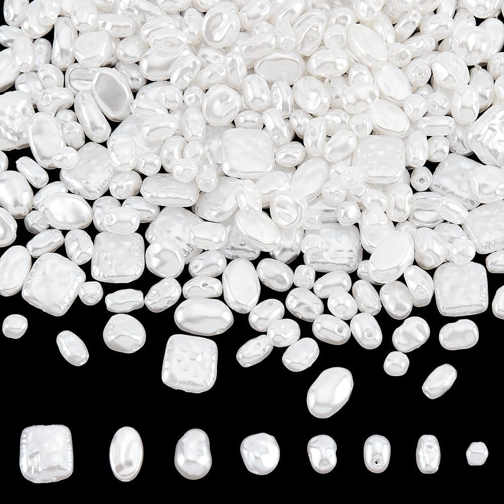 320Pcs 8 Style Plastic Imitation Pearl Beads Oval/Square Mixed Shapes 4 ...