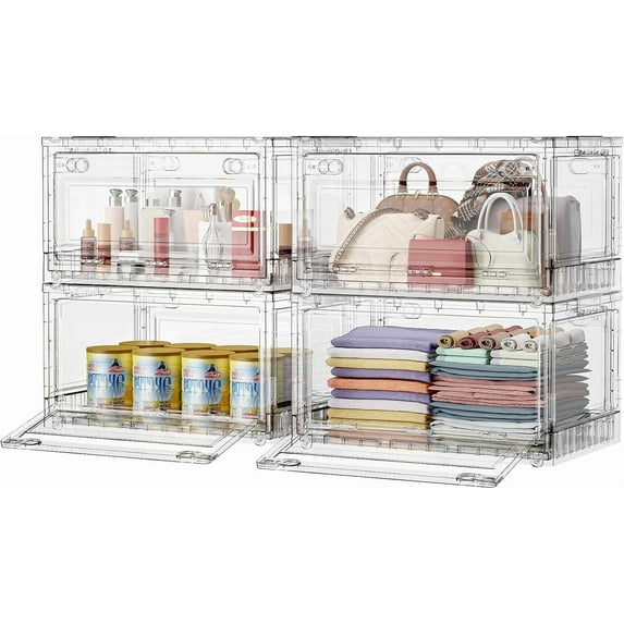 320Qt Stackable Storage Bins with Lids Wheels, XL Clear Plastic Drawers ...