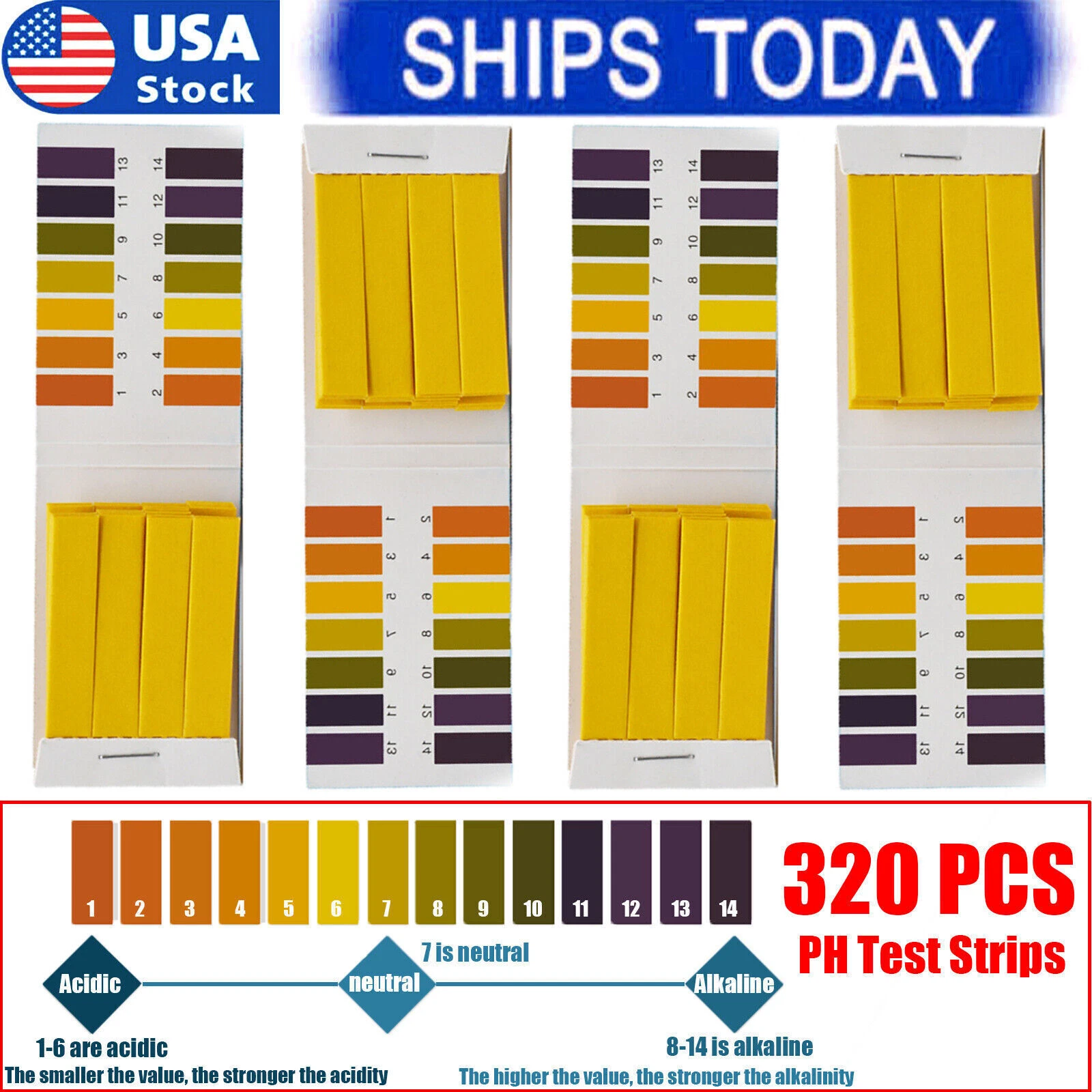 320X 1-14 Ph Indicator Test Strips Laboratory Paper Litmus Tester Urine ...