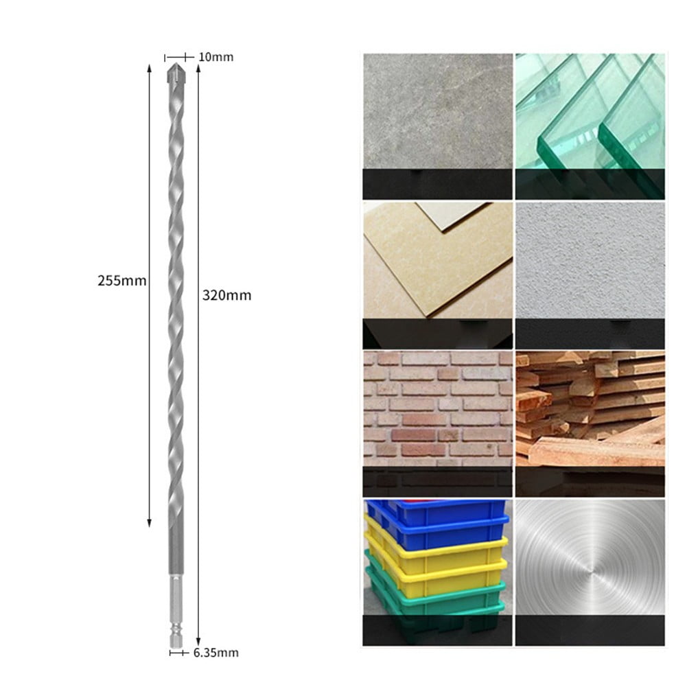 320mm Extended Shock Cross Drill Bit Tile Hole Punch Wall Puncher ...