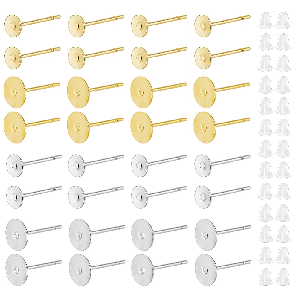 320pcs 4 style Flat Round Brass Stud Earring Settings with 500pcs ...