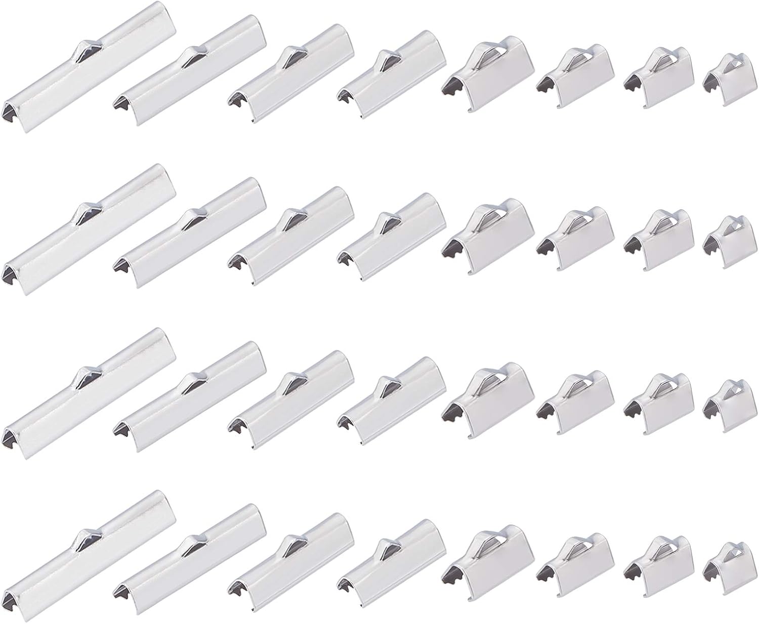 320pcs 8 Sizes Stainless Steel Ribbon Crimp Ends Metal Crimp Ends Horse ...