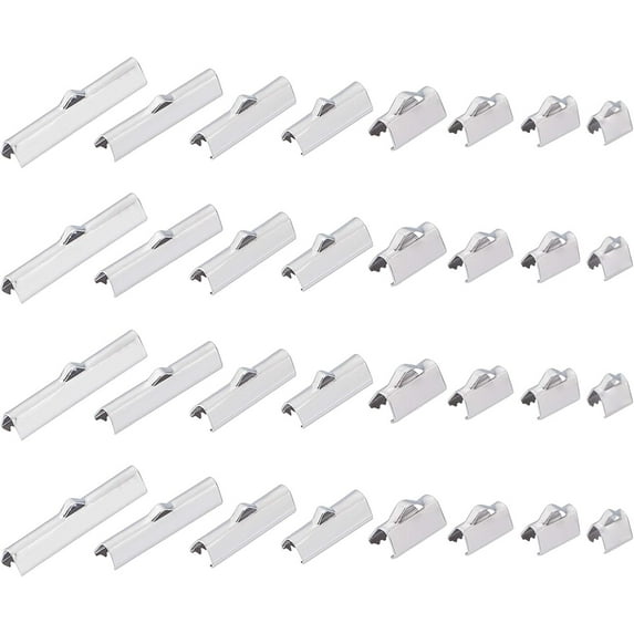 320pcs 8 Sizes Stainless Steel Ribbon Crimp Ends Metal Crimp Ends Horse ...