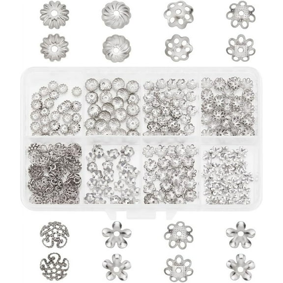 Bybiment 300 Pcs 6mm Shape Metal Alloy Spacer Beads Loose Bead Caps for ...