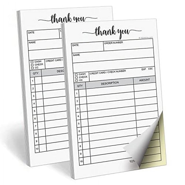 321Done 2-Pack Thank You Receipt Book, 3.4x5.5 Handheld 2-Part ...