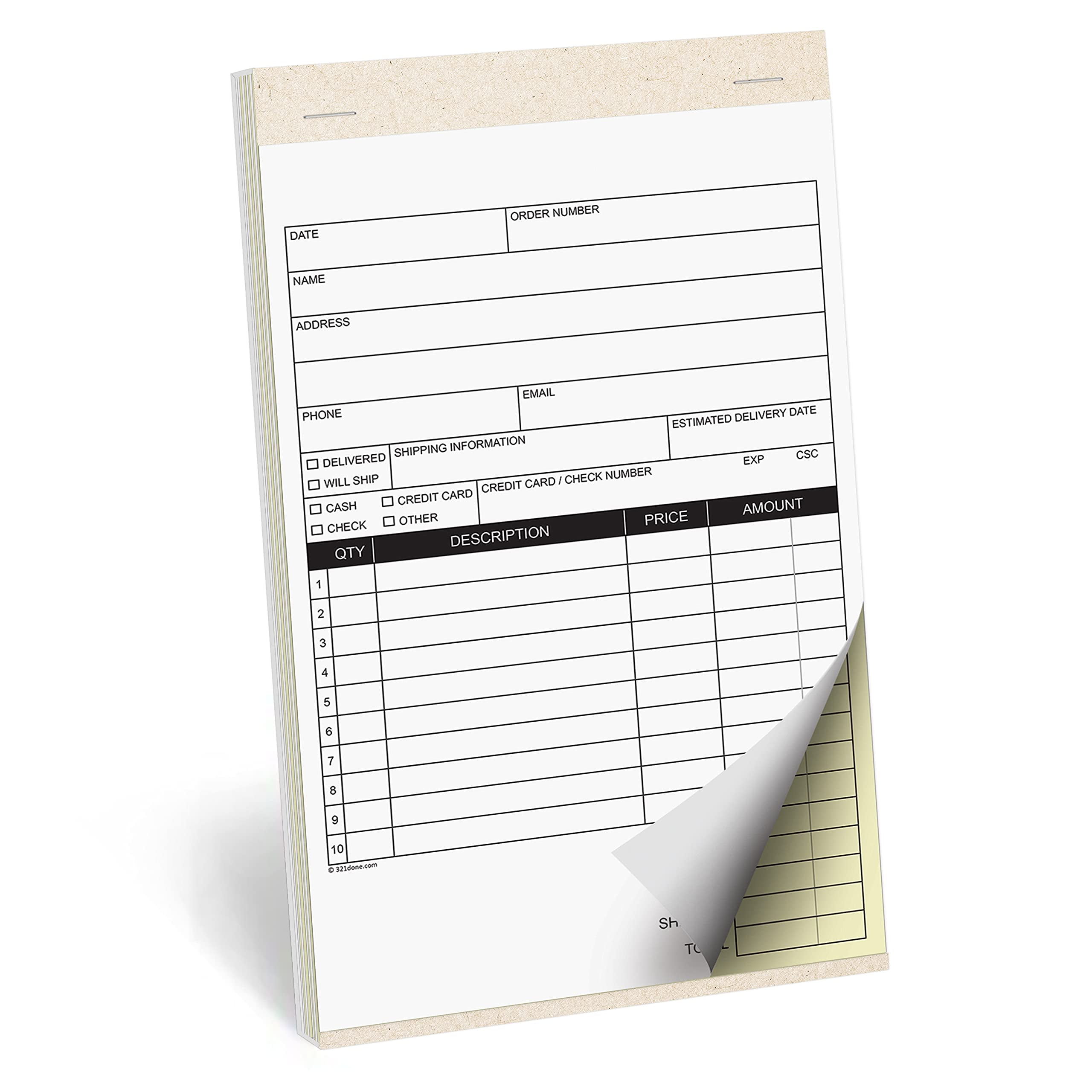 321Done Blank Sales Form Book with Cover, 5.5x8.5 Small 2-Part ...