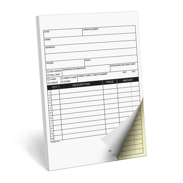 321Done Blank Sales Form Pad, 5.5x8.5 Small 2-Part Carbonless, Made in ...