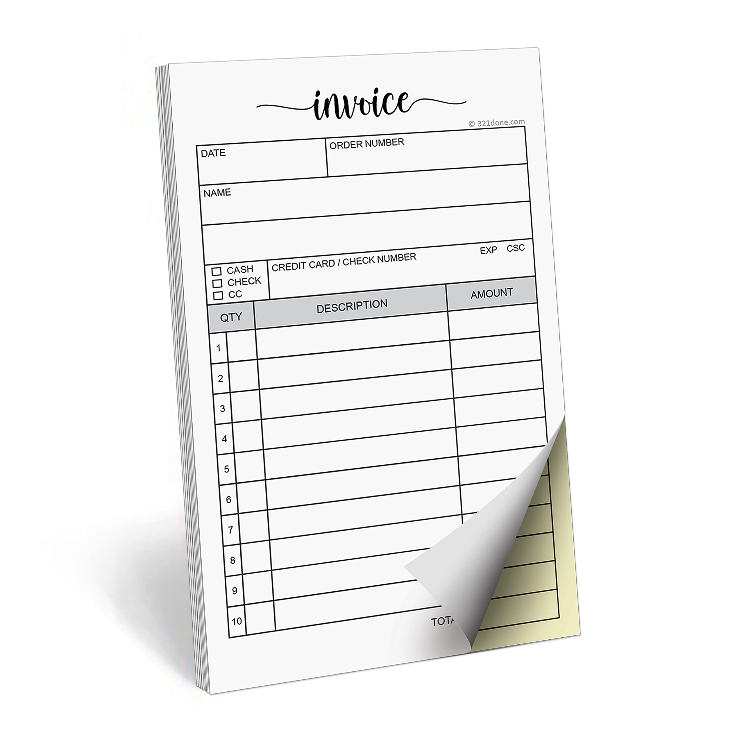 321Done Invoice Booklet, 3.4x5.5 Handheld 2-Part Carbonless, Made in ...