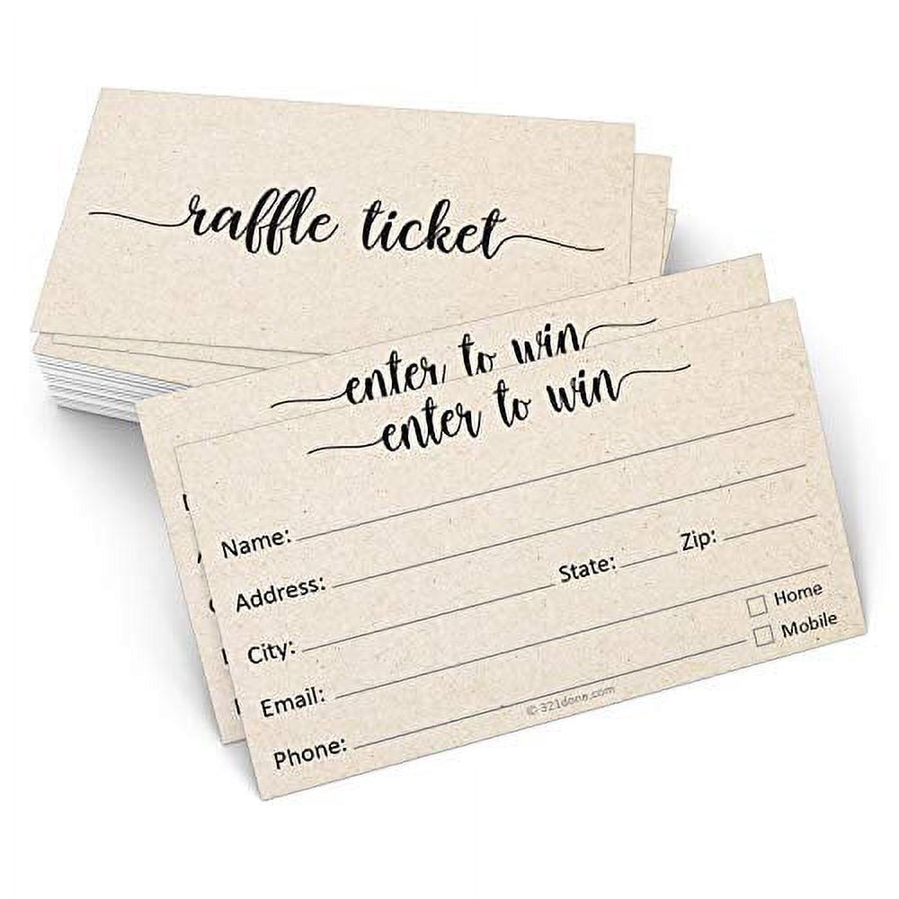 321Done Raffle Tickets (Set of 50) 3.5" x 2" Entry Form Cards - Name ...