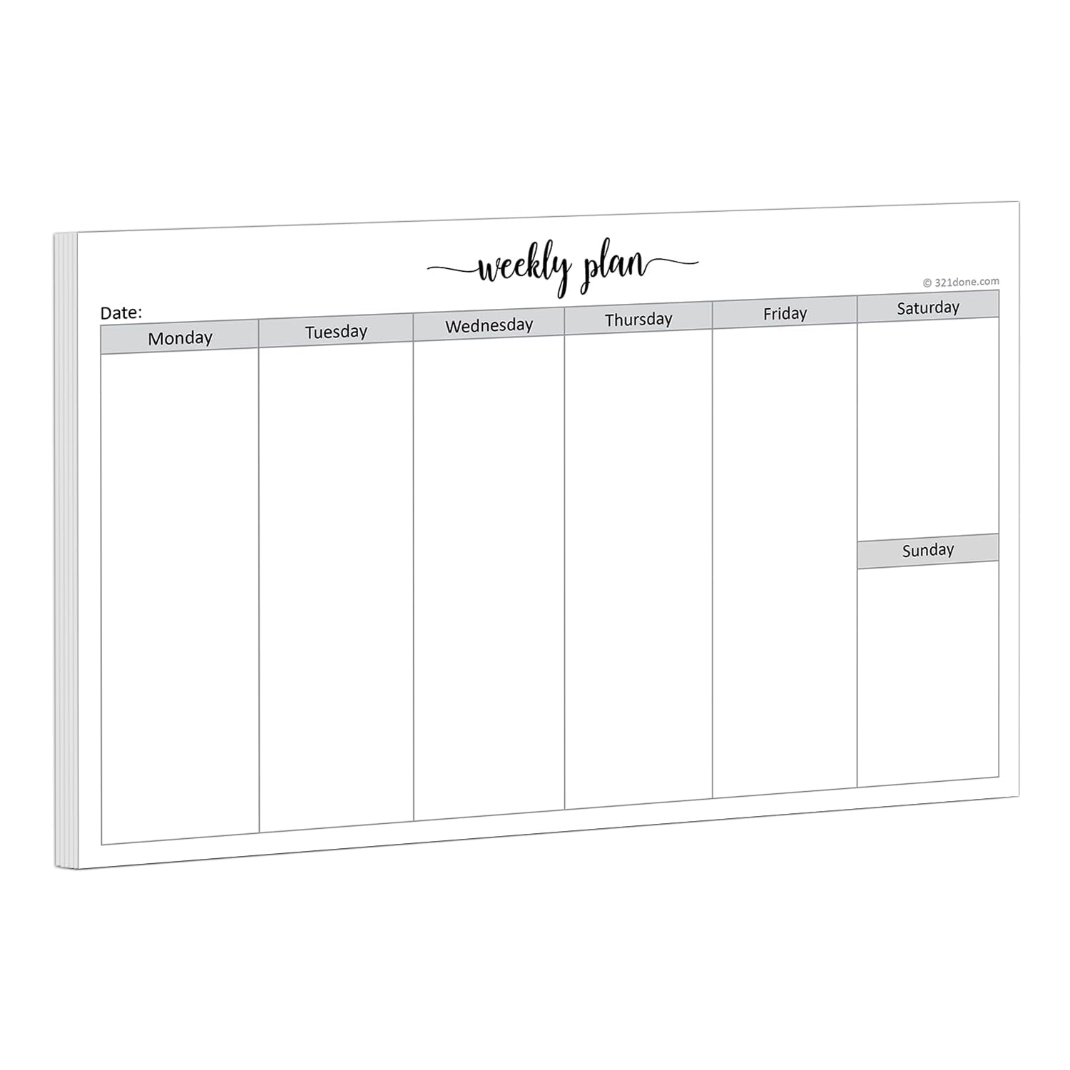 321Done Weekly Planning Notepad Landscape - 50 Sheets (8.5 321Done Weekly Planning Notepad Landscape - 50 Sheets (8.5