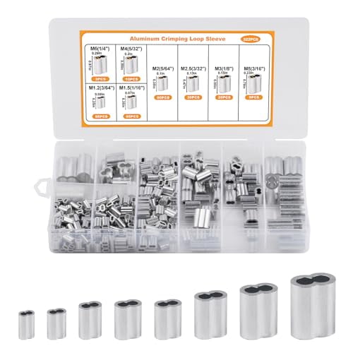 322 Pcs Double Cable Ferrules Kit, Aluminum Crimping Loop Sleeve for ...
