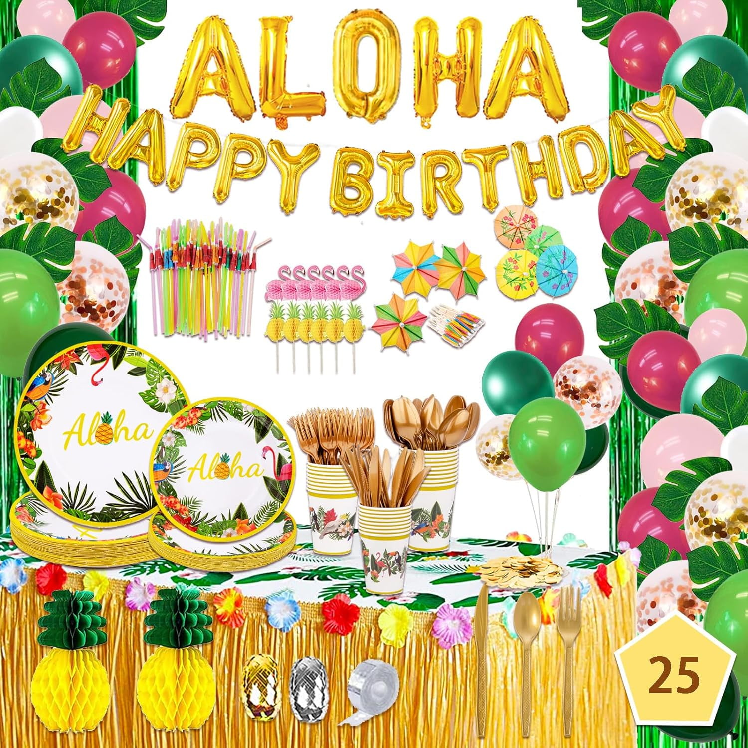 323 Luau Party Decorations, Hawaiian Party Decorations Kit For Adults ...