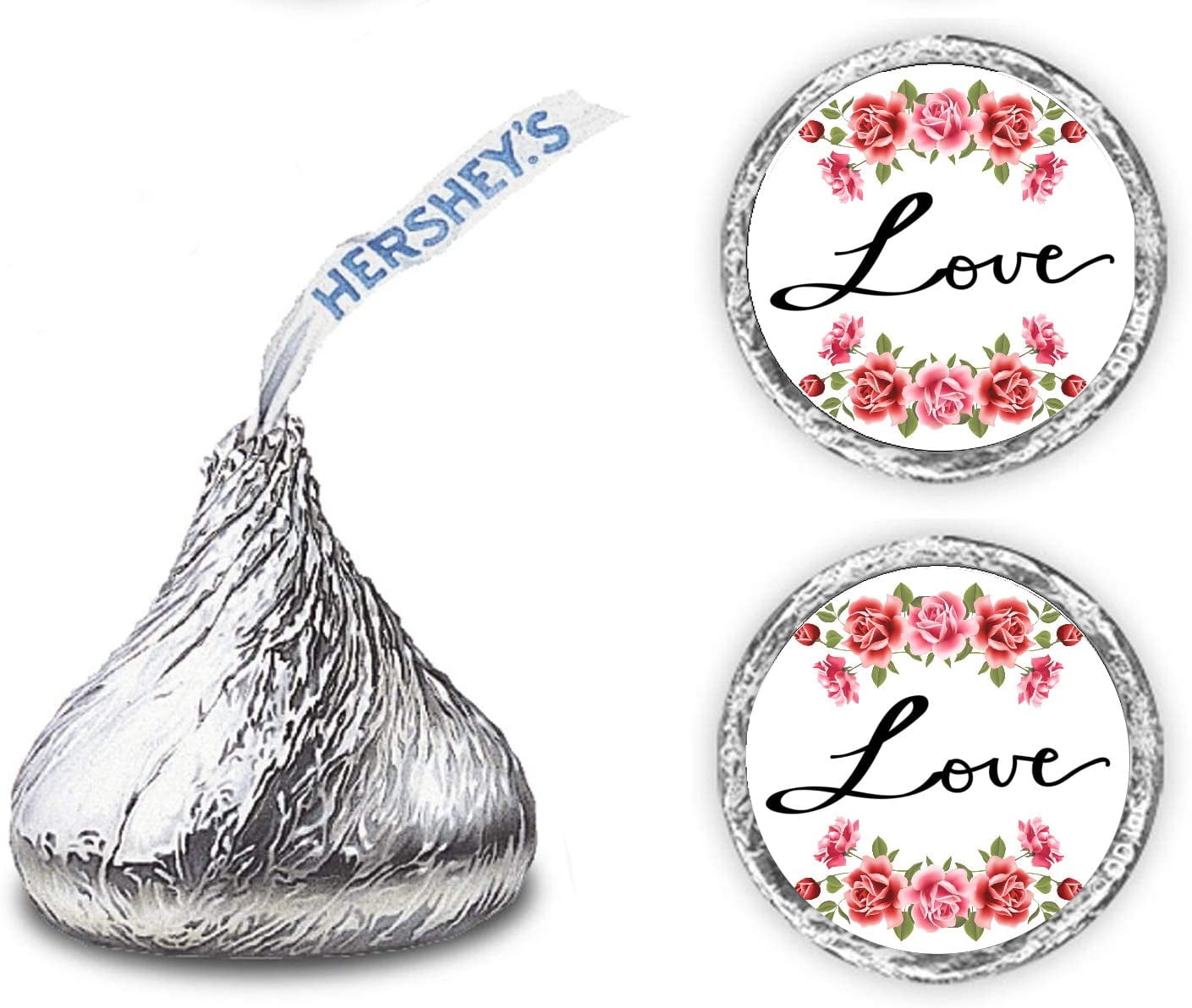 324 Love Roses Flowers Kiss Wedding Stickers, Chocolate Drops Labels ...
