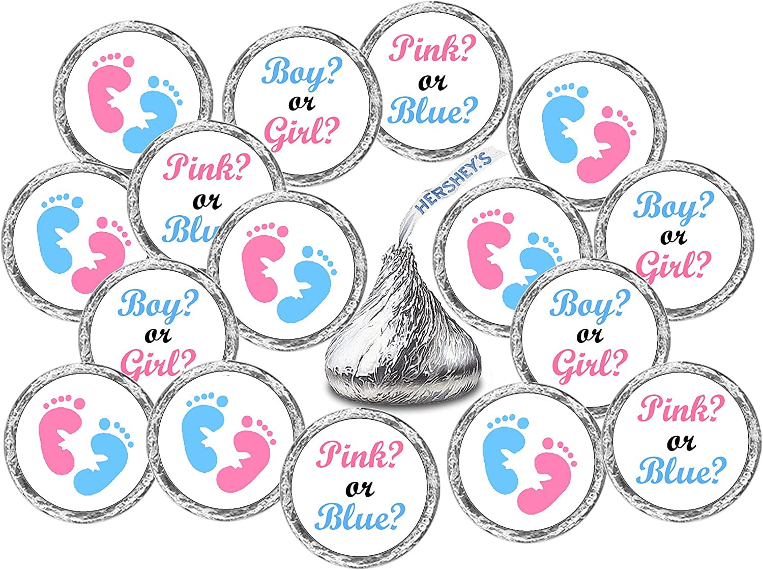 324 Pink and Blue Gender Reveal Baby Shower Favors Stickers for Baby ...