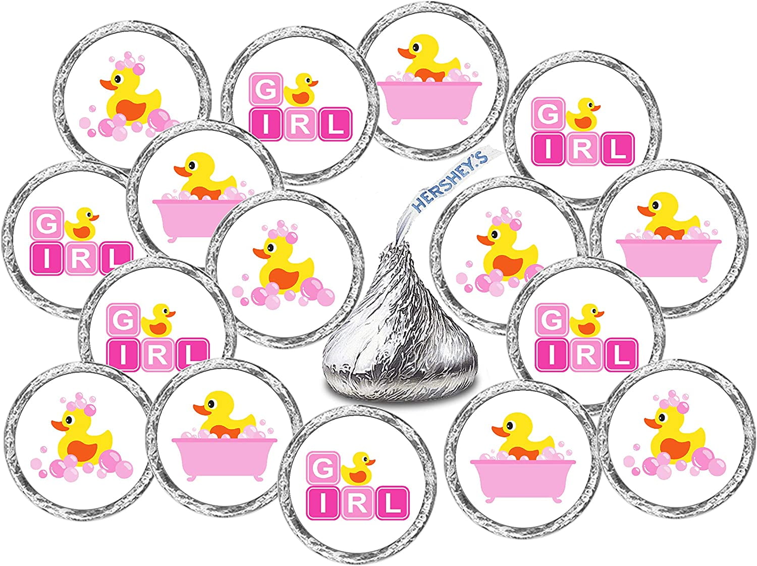 324 Pink Duck, Rubber Ducky Theme Baby Shower Favors Stickers For Baby ...