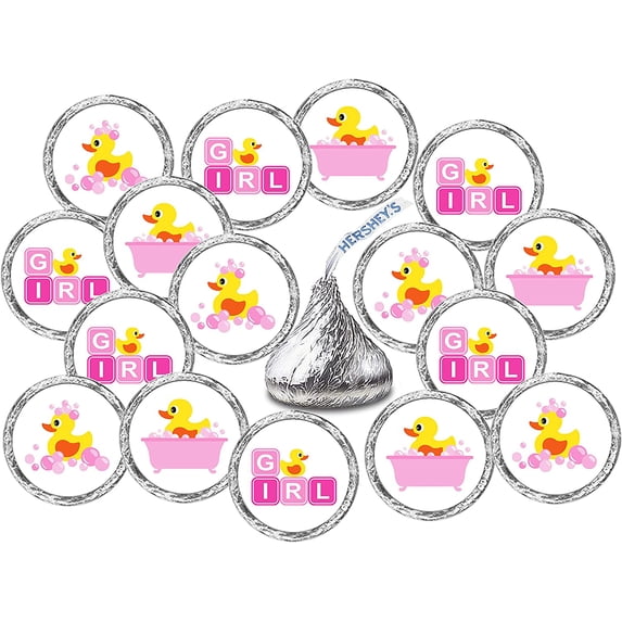 324 Pink Duck, Rubber Ducky Theme Baby Shower Favors Stickers For Baby ...