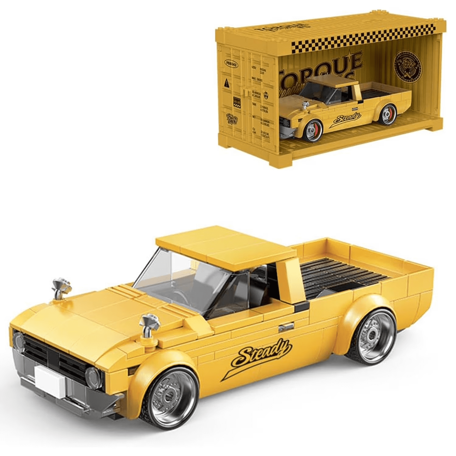 324PCS Yellow Modified Pickup Truck Building Set, Car Model for Boys ...