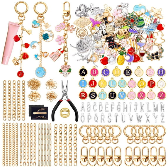 325Pcs Keychain Making Kit with Charms, Chains, Jump Rings & Tools ...