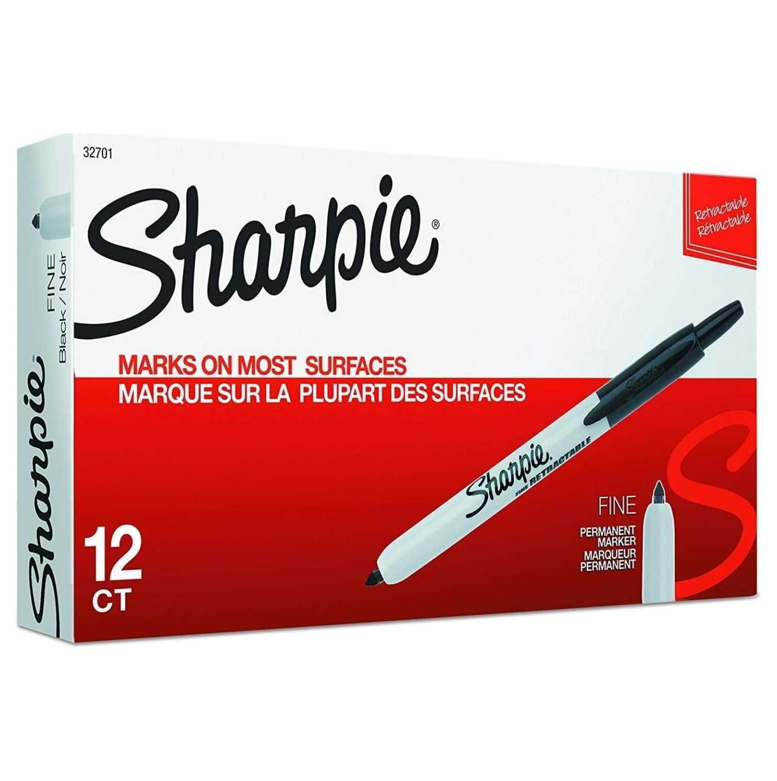 32701 Retractable Permanent Markers, Fine Point, Black, 12 Count Box ...