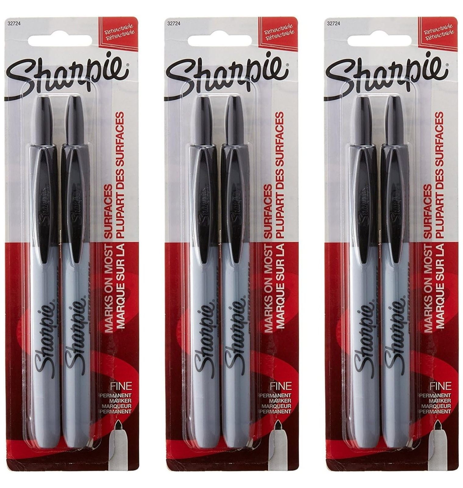 32724PP Retractable Fine Point Permanent Markers, Black Marker, 3 ...