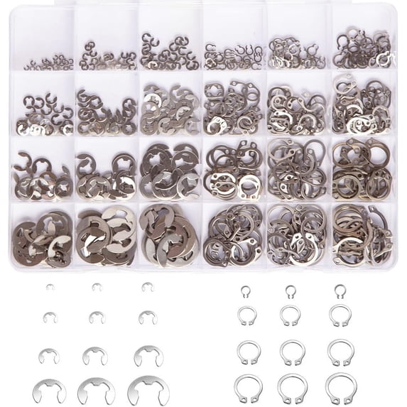 327Pcs E-Clips Circlip Retaining Rings Assortment Set(1.2mm-10mm) and C ...