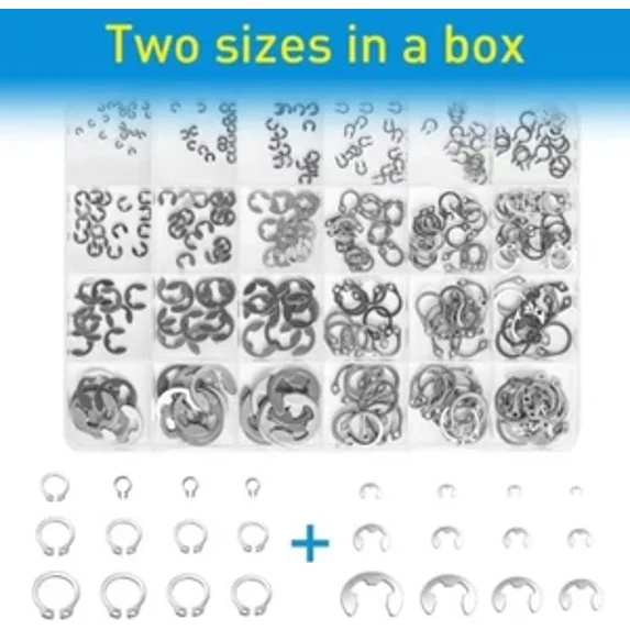 327Pcs Stainless Steel E-Clip Circlip Kit Retaining Ring Assortment Set ...