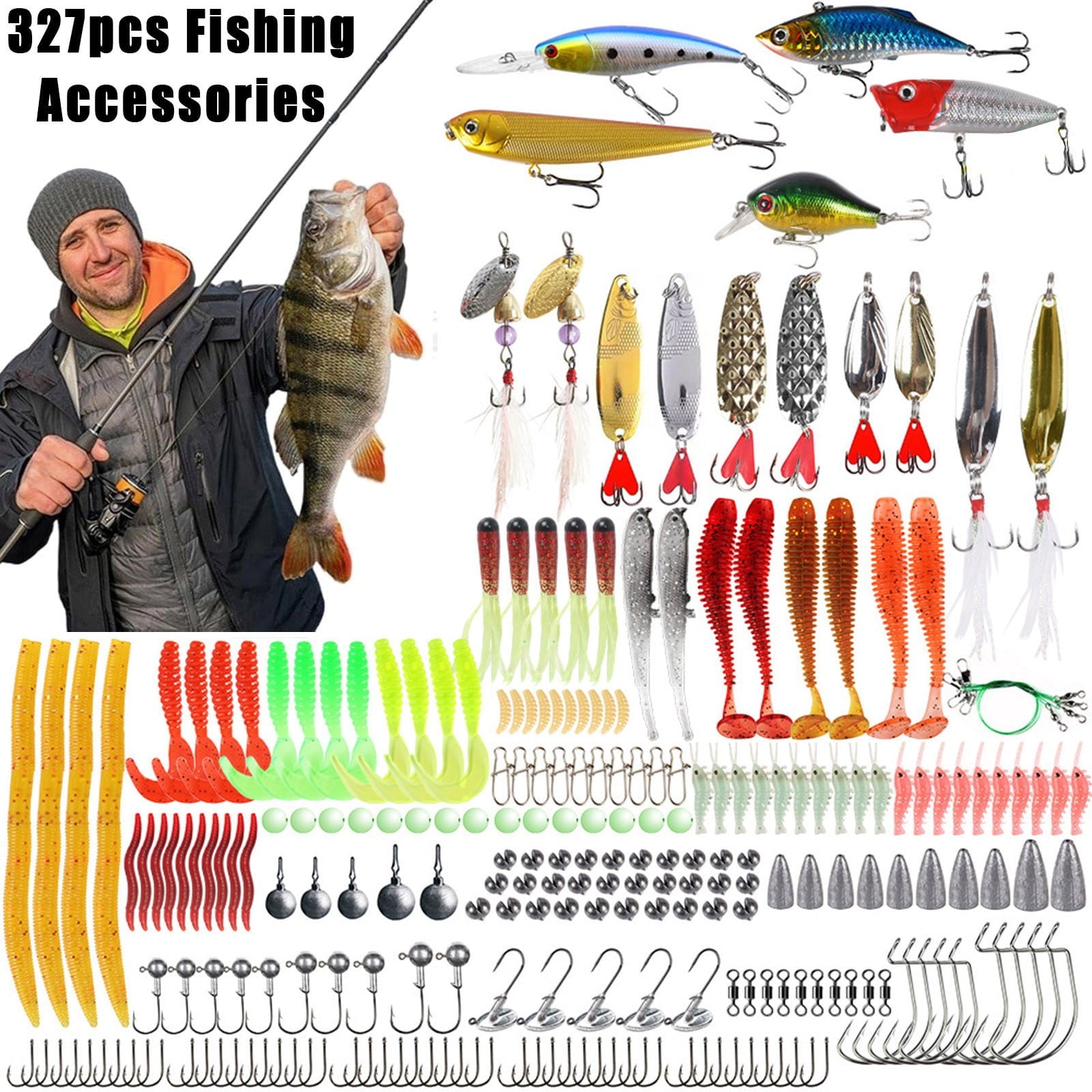 327pcs Fishing Accessories Kit Diversity Tackle Set Widely Used For Boy ...