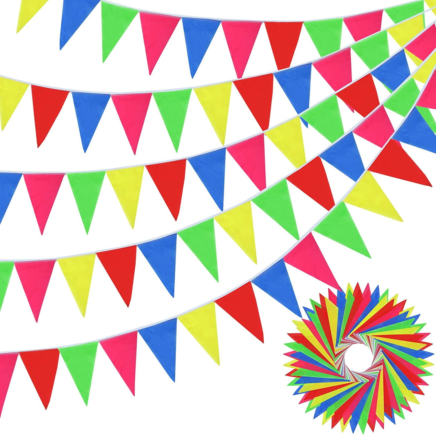 3280 ft Pennant Banner Flags Multicolor Bunting Triangle Flags Reusable ...