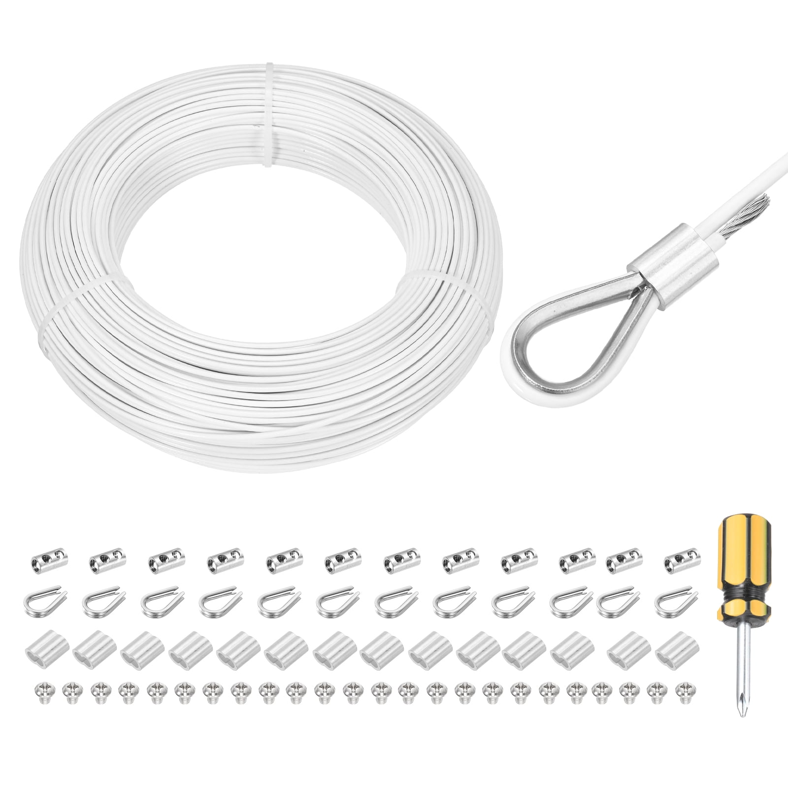 328Ft(100M) Wire Rope 304 Stainless Steel Cable 1/12"(2mm) Vinyl Coated ...