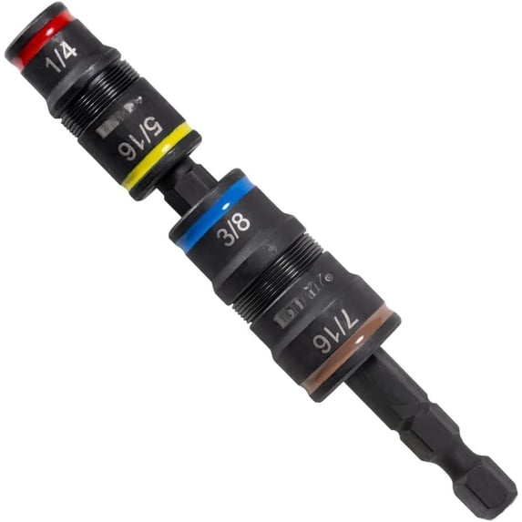 32932 5-in-1 Impact Socket Set, 2 Flip Sockets with 1/4, 5/16, 3/8, 7/16 Nut Driver Sizes and 1/ ...