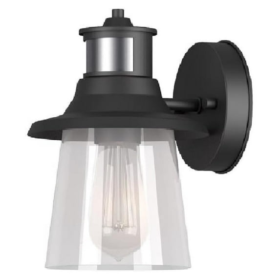 32982 1- Sensor Wall Sconce, Outdoor, Matte Black, Clear Seeded Glass ...