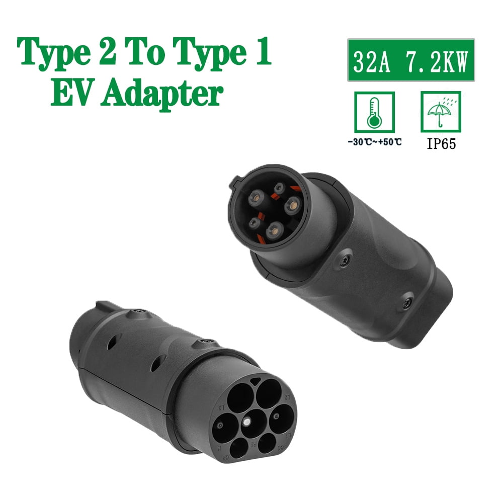 32A EVSE Charging Adapter For IEC 62196 Socket Type 2 to Type 1 EV ...