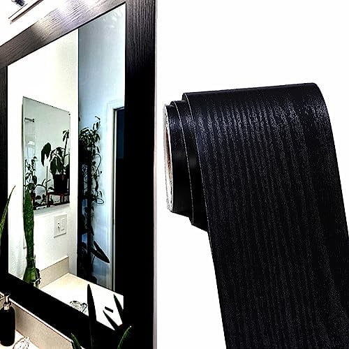 32FT Black Border Peel &Stick Black Wood Grain Wallpaper Border ...
