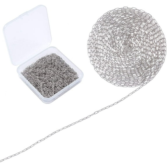32Feet Stainless Steel Paperclip Chains Link Spool Bulk Necklace Cable ...
