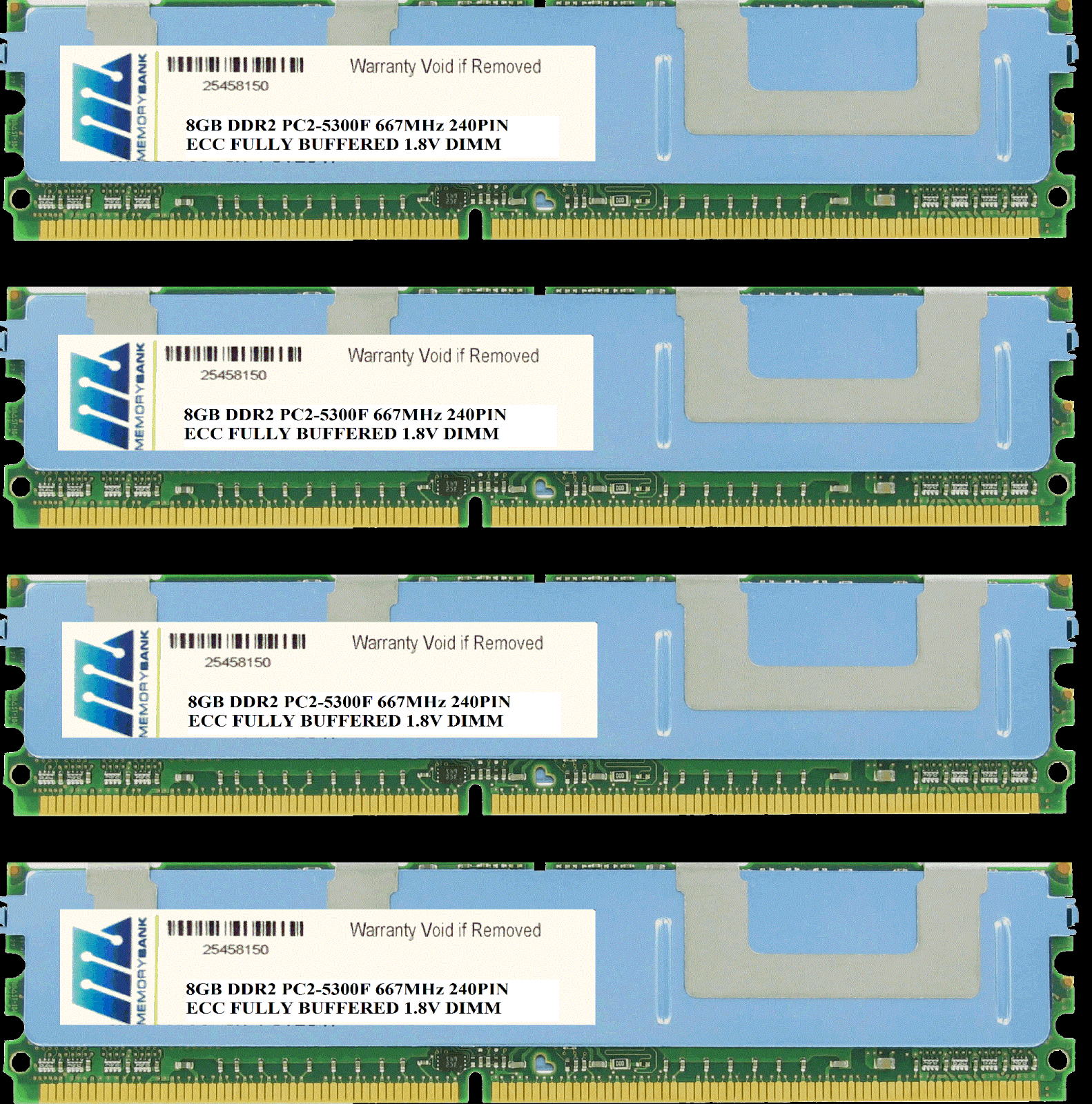 32GB 4 x 8GB ECC FULLY BUFFERED PC2-5300 DIMM DDR2 667 MHz FB Server ...