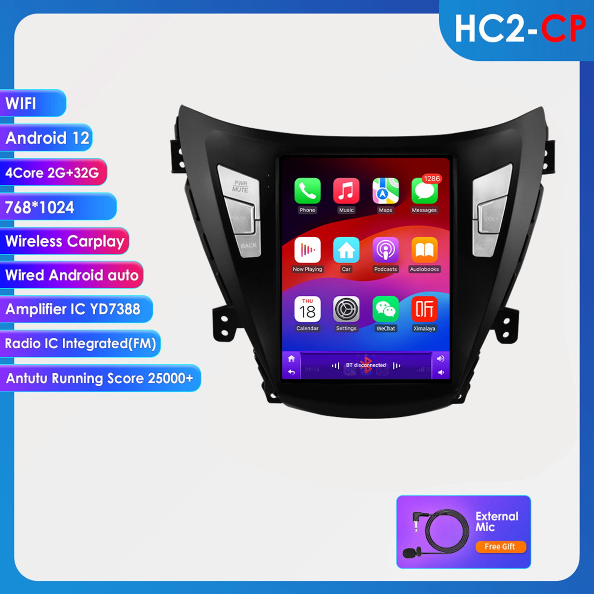 32GB Android 12 Bluetooth Apple Carplay Wifi RDS Car Stereo Radio Head Unit Multimedia GPS ...