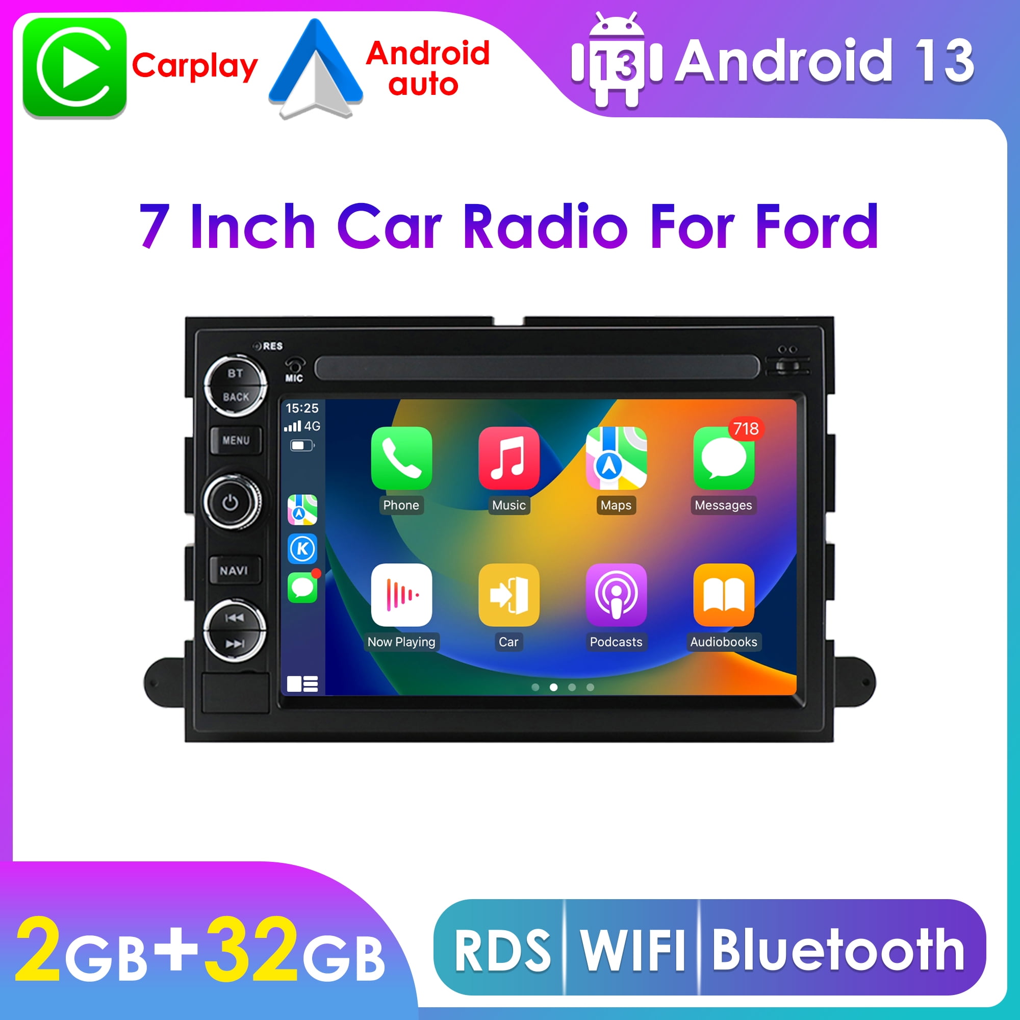 32GB Android 13 Bluetooth Apple Carpaly Car Stereo Radio Head Unit ...