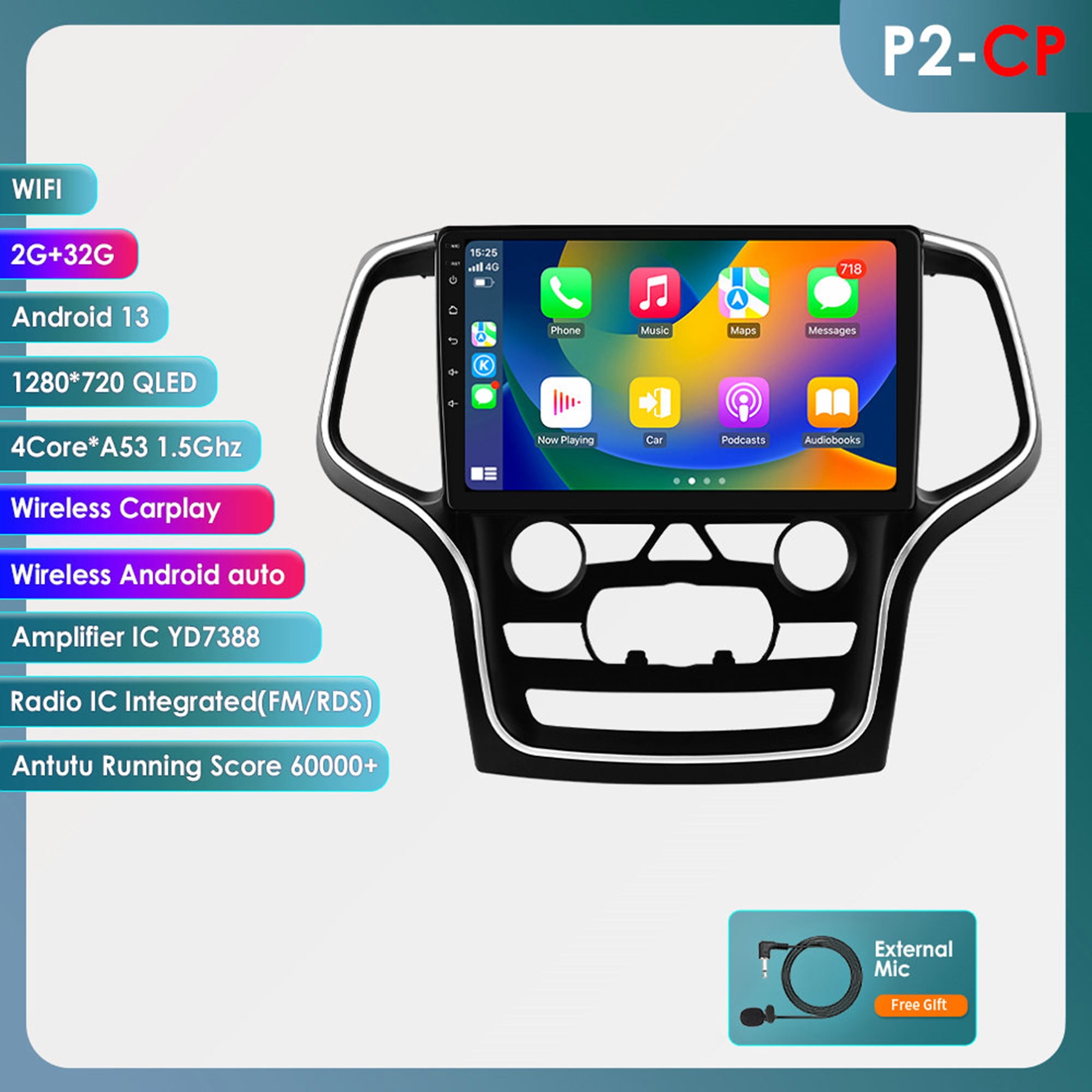 32GB Android 13 Bluetooth Apple Carplay Wifi RDS Car Stereo Radio Head Unit Multimedia GPS ...