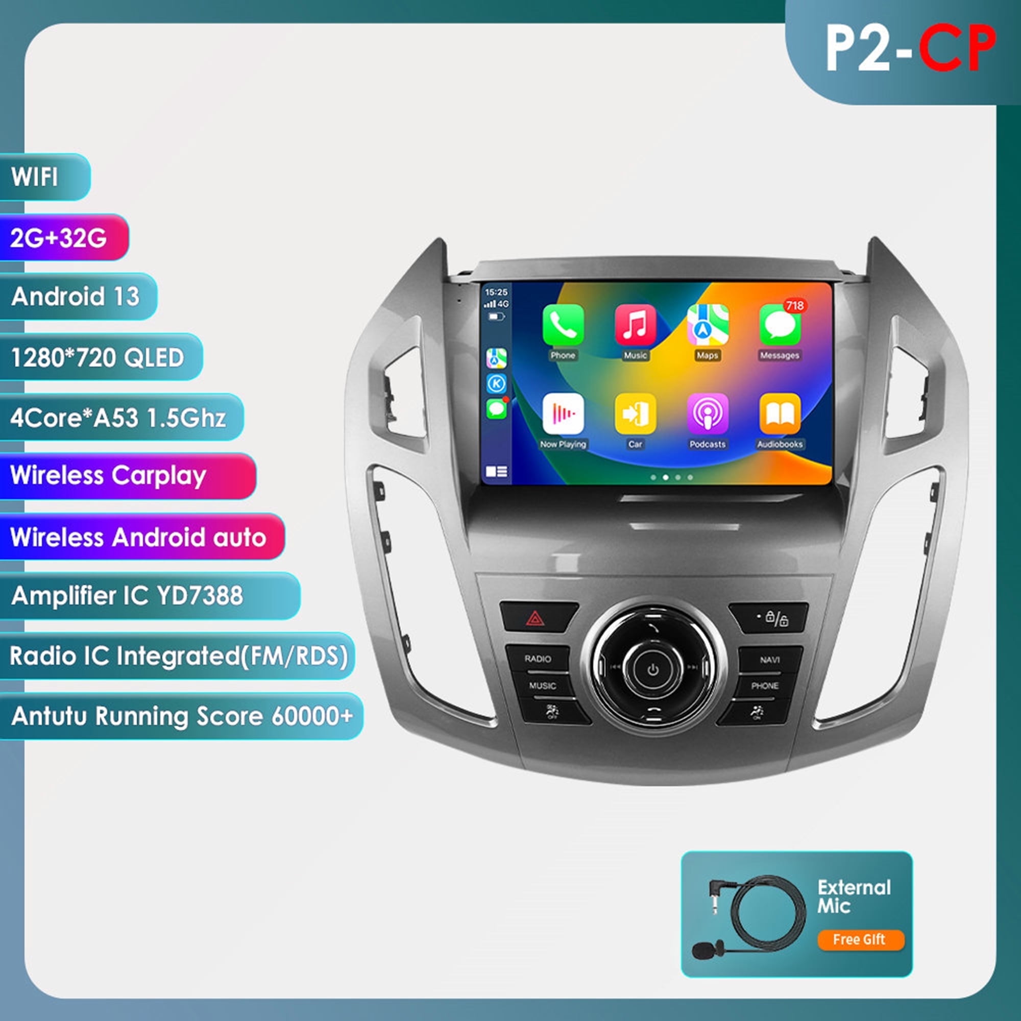 32GB Android 13 Bluetooth Apple Carplay Wifi RDS Car Stereo Radio Multimedia Head Unit GPS ...