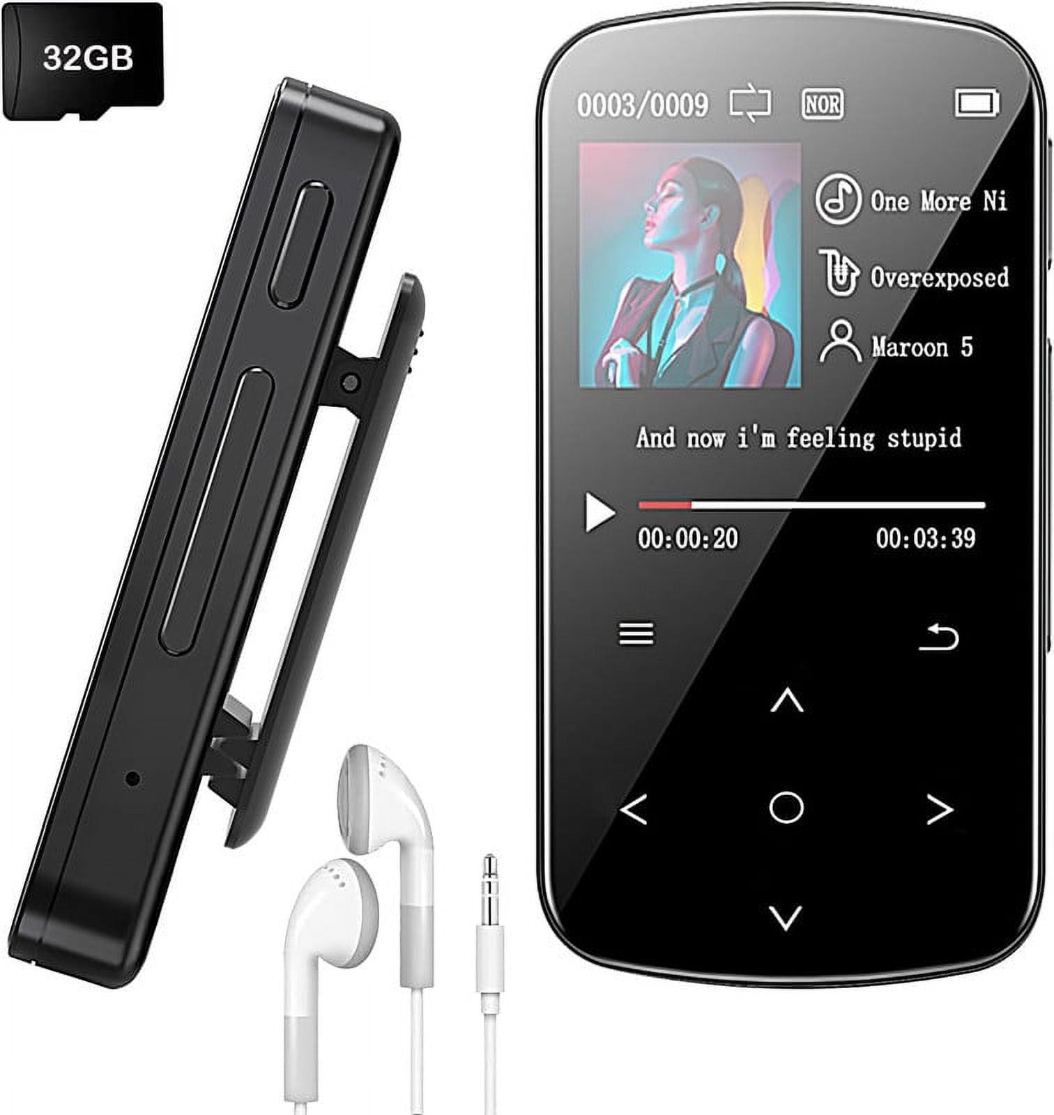 32GB Clip MP3 Player with Bluetooth, Sport Music MP3 MP4 Player with FM ...