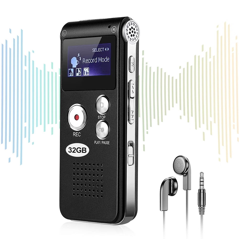 32GB Digital Voice Activated Recorder - Voice Recorder with Playback ...