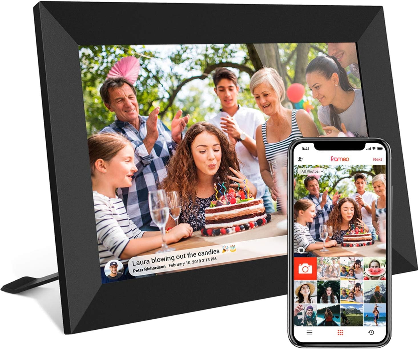 32GB FRAMEO 10.1 Inch WiFi Digital Photo Frame 1280x800 IPS LCD Touch Screen, -Rotate Portrait ...