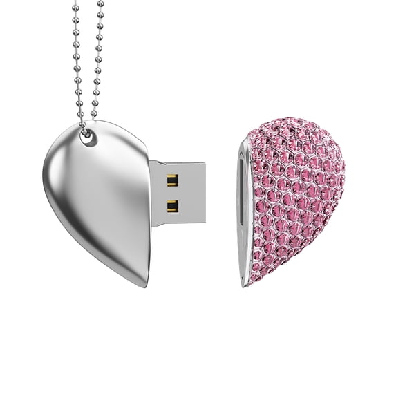 32GB Heart Shape USB 2.0 Flash Drive Crystal Memory Stick Thumb Drive ...