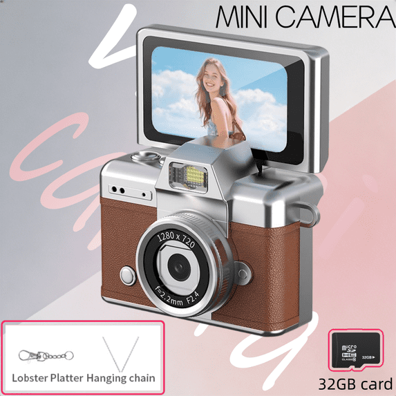32GB Tiny Wearable Student Digital Camera (Brown) - 720P HD Retro Mini ...