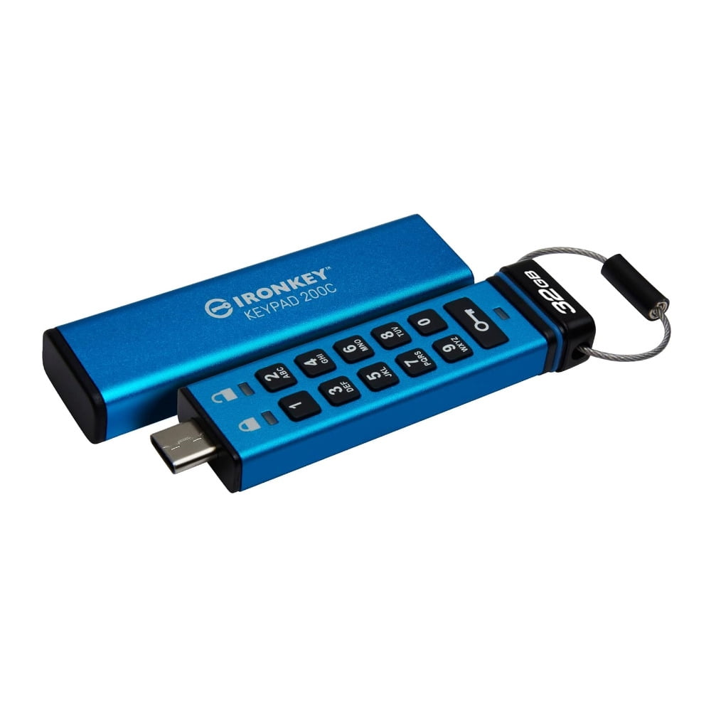 Kingston 32GB USB-C IronKey Keypad 200C, FIPS 140-3 AES-256, Multi-PIN ...